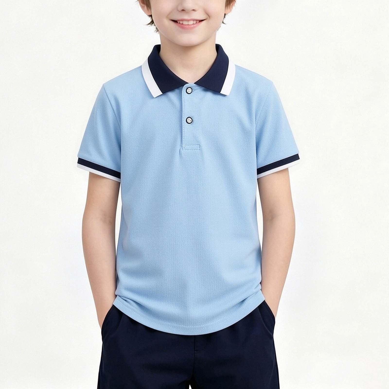BRGZLK Boys Short Sleeve Polo Shirts Summer Stylish Color Block Button ...
