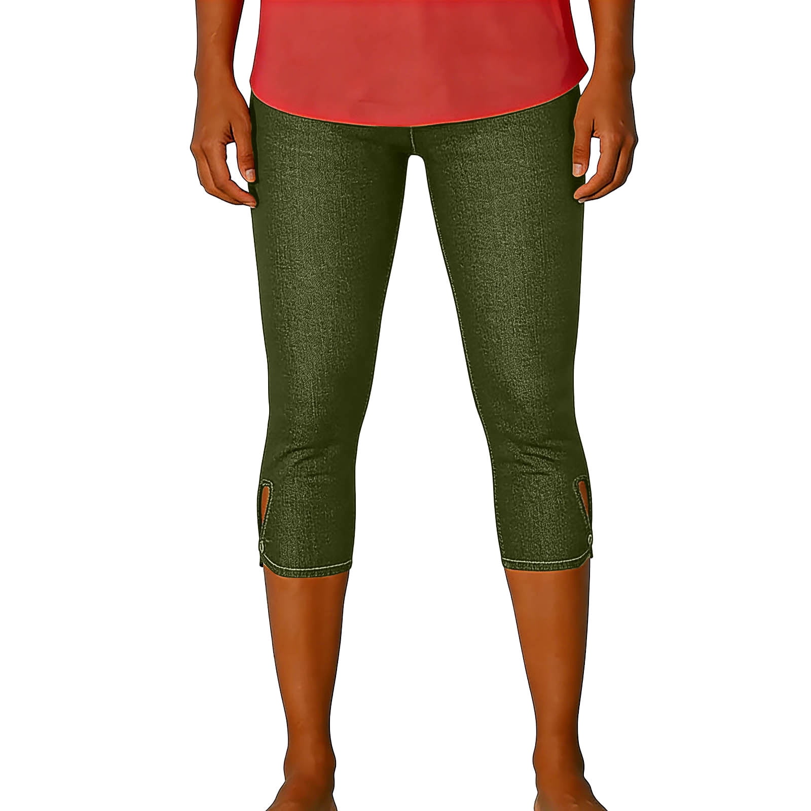 BRGZLK Capris Jeans for Women Trendy Elastic Waist Fitness Casual Tight ...
