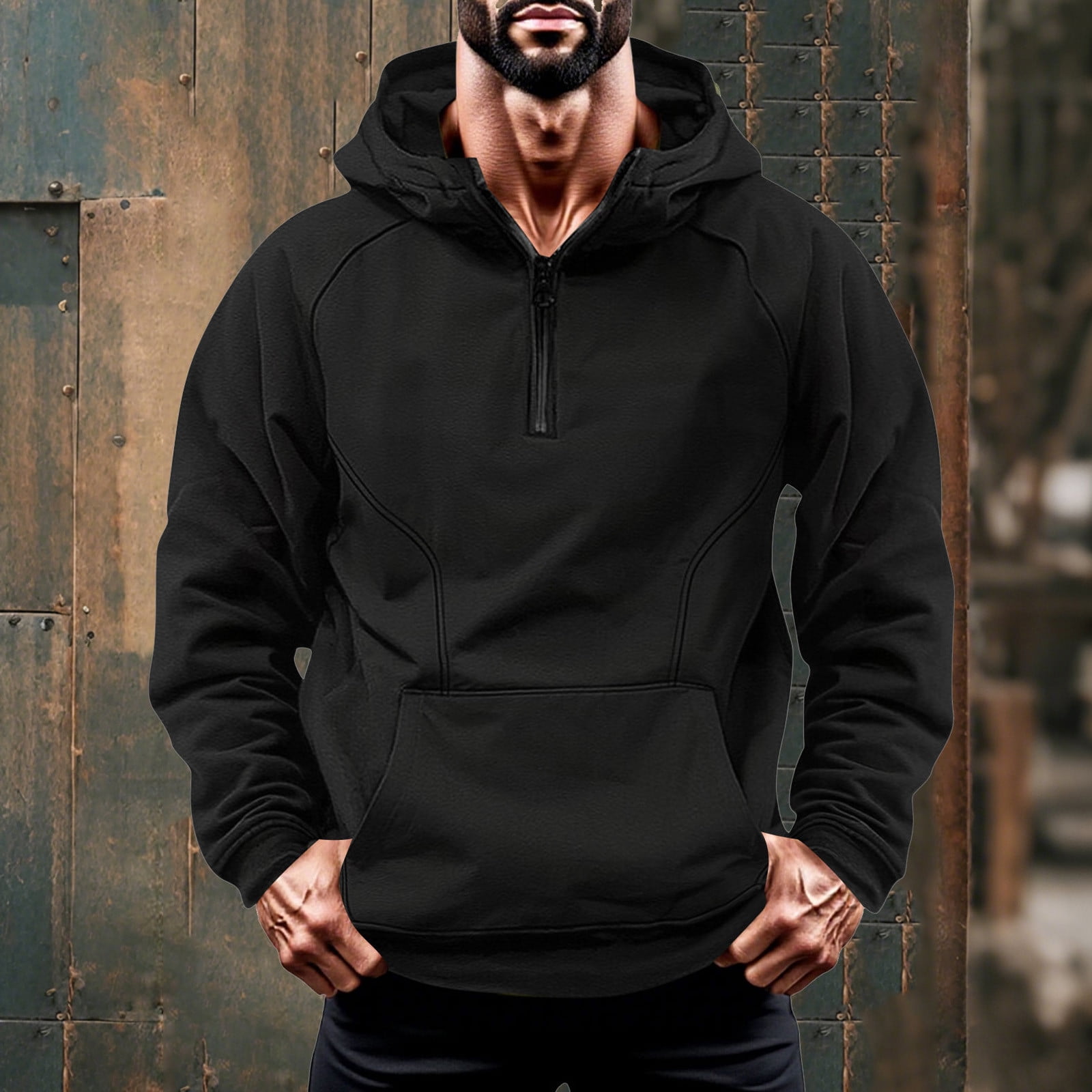 BRGZLK Cargo Hoodies for Men Tactical Sweatshirt Quarter Zip Loose Long ...
