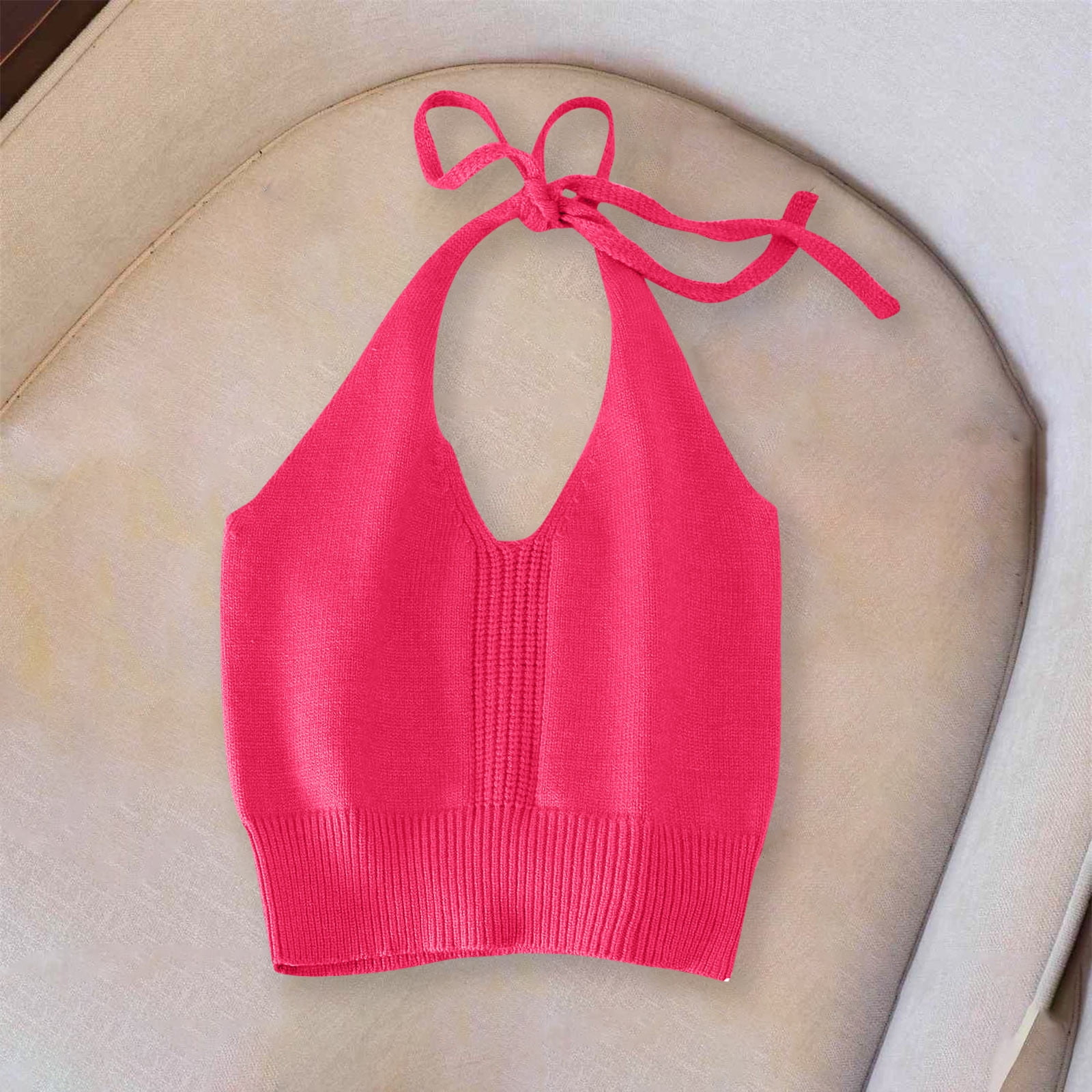 BRGZLK Children's Lace-Up Tank Top Girls Summer Trendy Solid Knitted ...