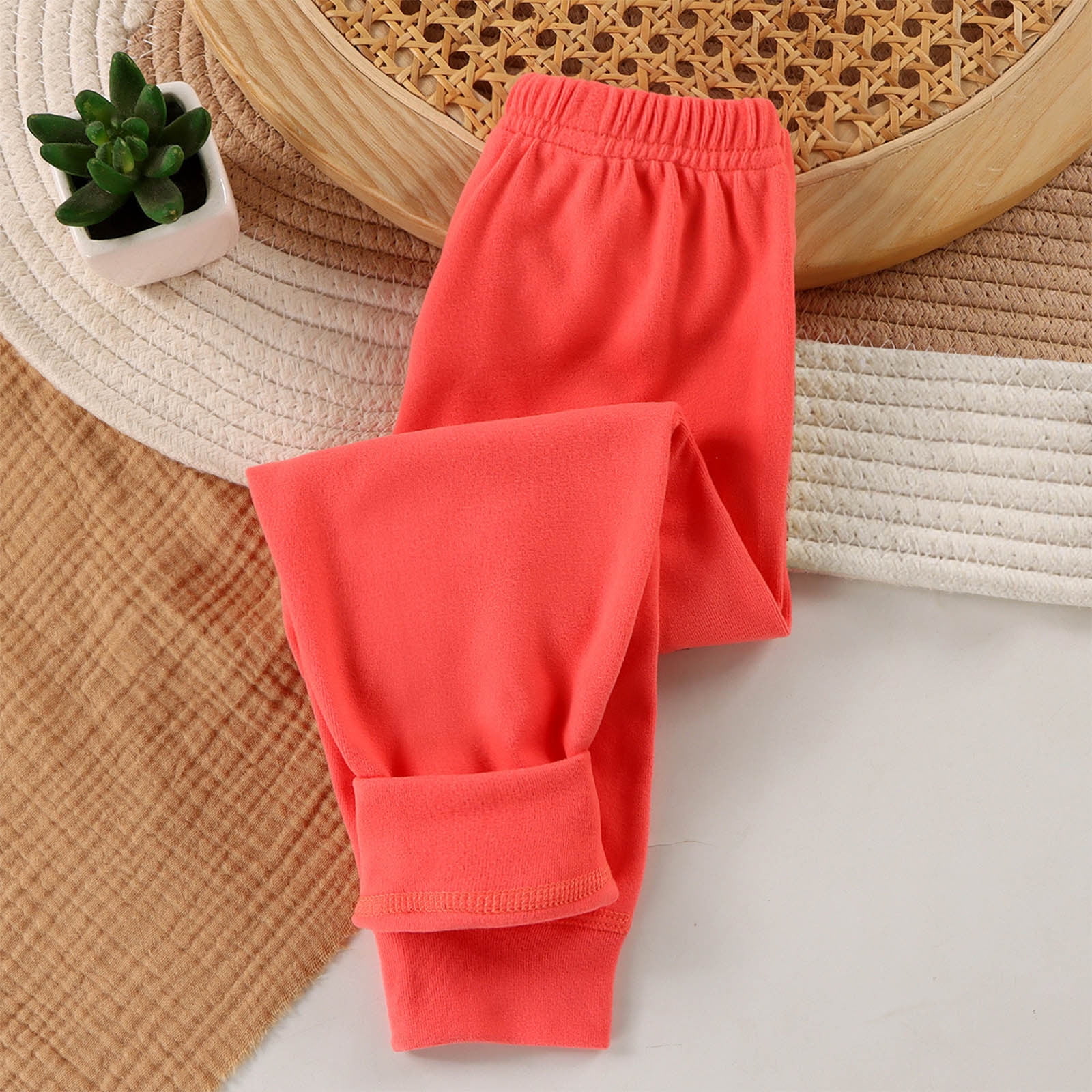 BRGZLK Children's Solid Color Autumn Winter Velvet Fleece Base Pants ...