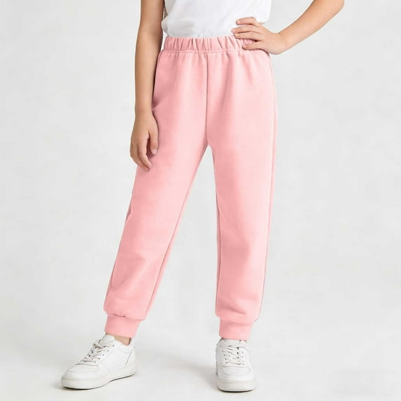 BRGZLK Children's Solid Color Elastic Waisted Pants Medium And Large ...