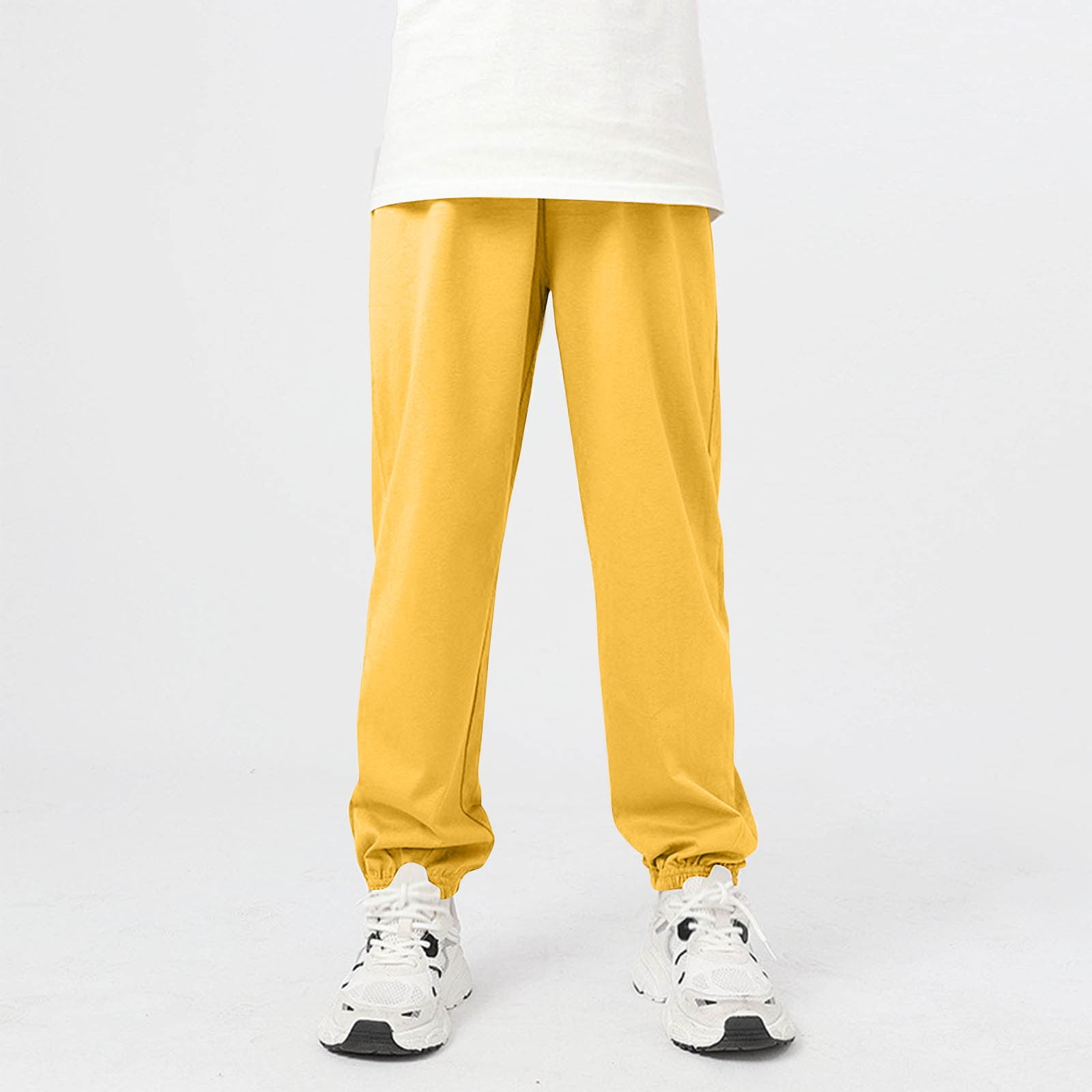 BRGZLK Children's Solid Color Sporty Full Length Pants With Elastic ...