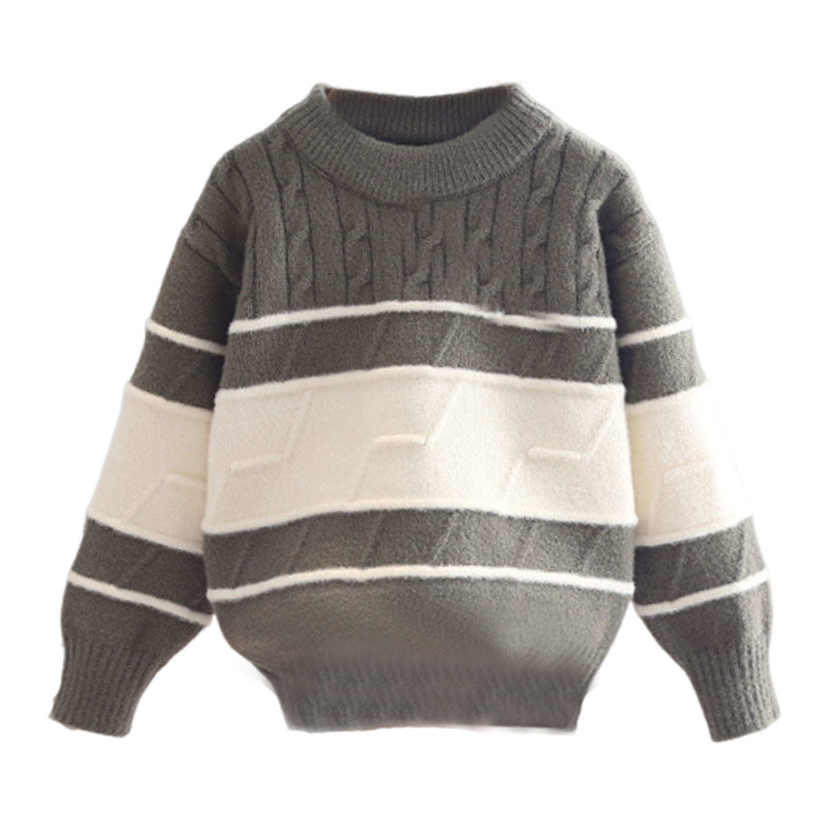 BRGZLK Children's Winter Striped Pullover Sweater Long-sleeved Top Fall ...