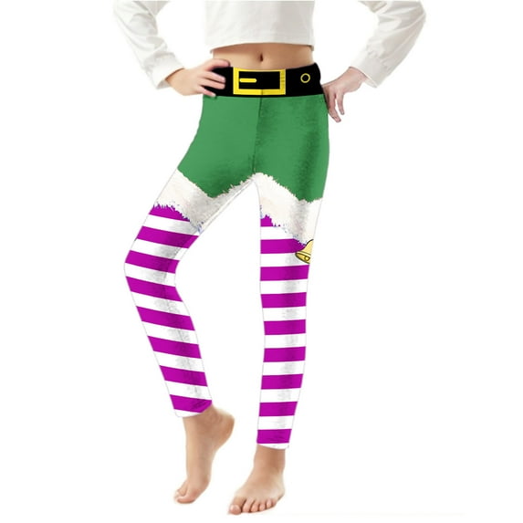 BRGZLK Christmas Leggings Girls Printed Pants High Waist Stretchy Kids ...