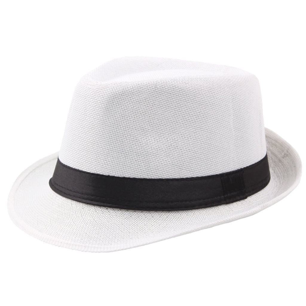 BRGZLK Classic Trilby Fedora Hat for Men Trendy Short Brim Linen Top ...