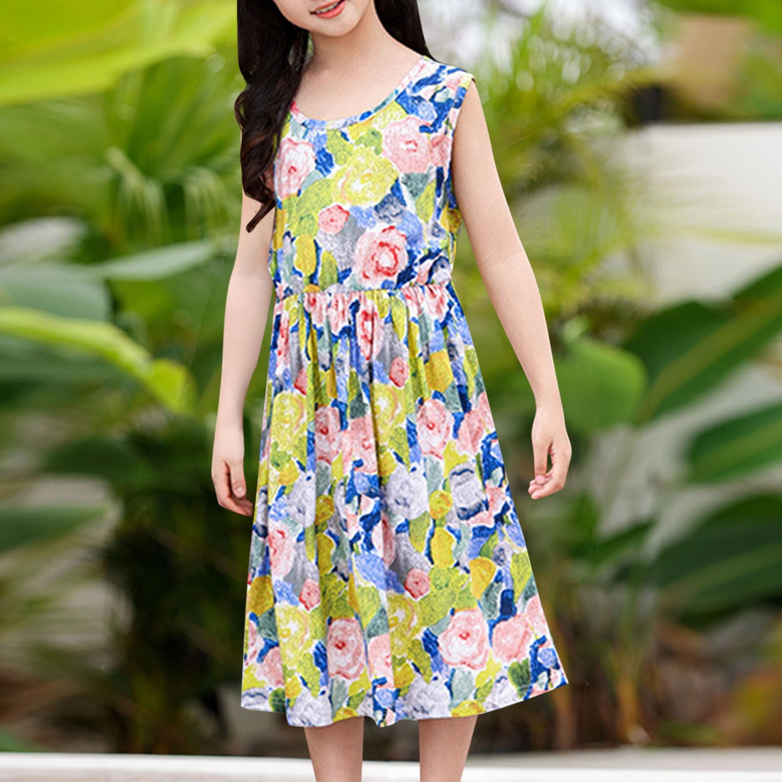 BRGZLK Dresses for Girls Summer Casual Dresses Halter Floral Print ...