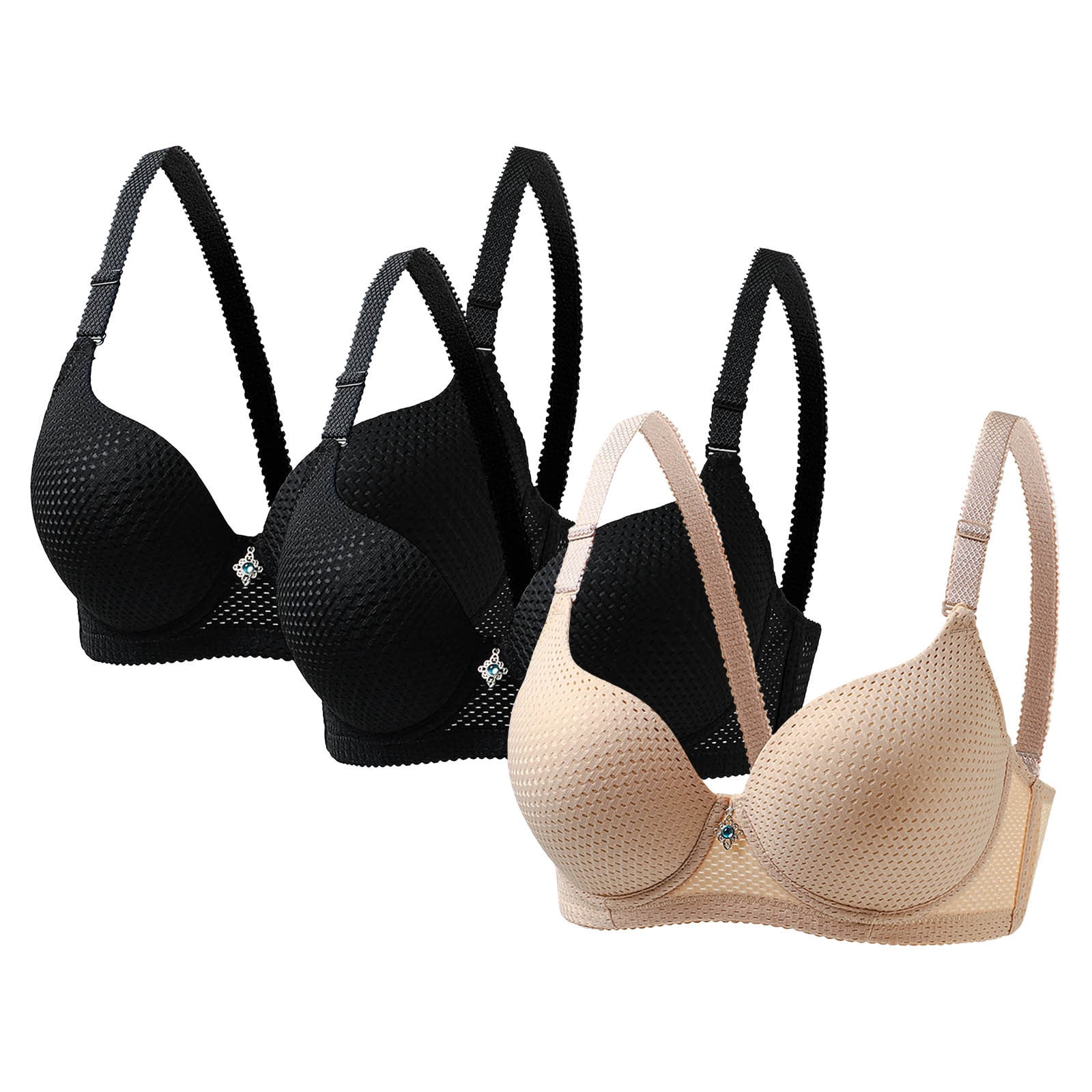BRGZLK Fair Women's Full Figure Bras Pack of 3 Lightweight Breathable ...