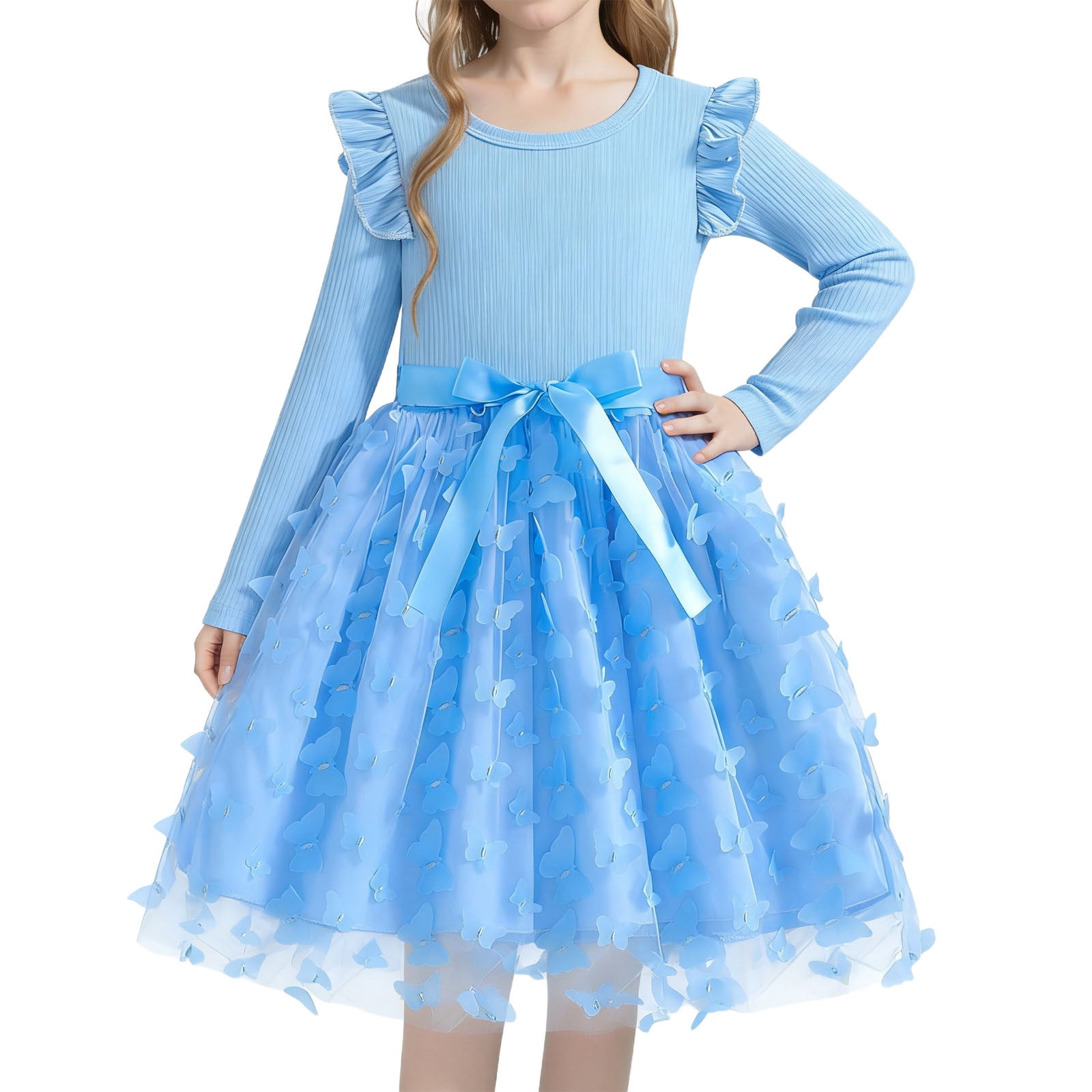 BRGZLK Flower Girl Tulle Dresses Spring Summer Solid Color Novel Cute ...
