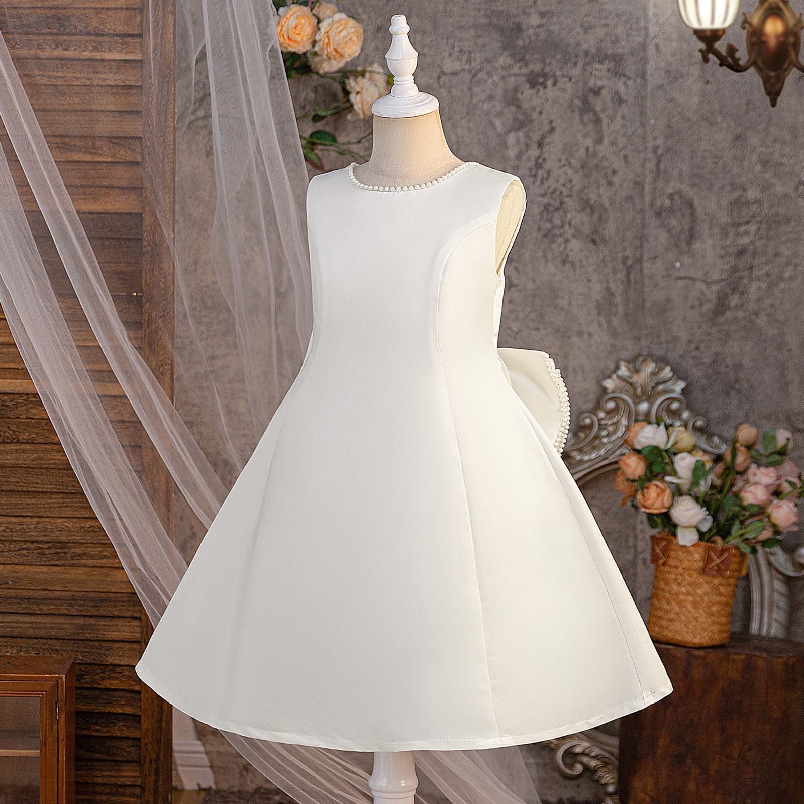 BRGZLK Flower Girls Dresses Summer Trendy Cute Solid Color Sleeveless U ...