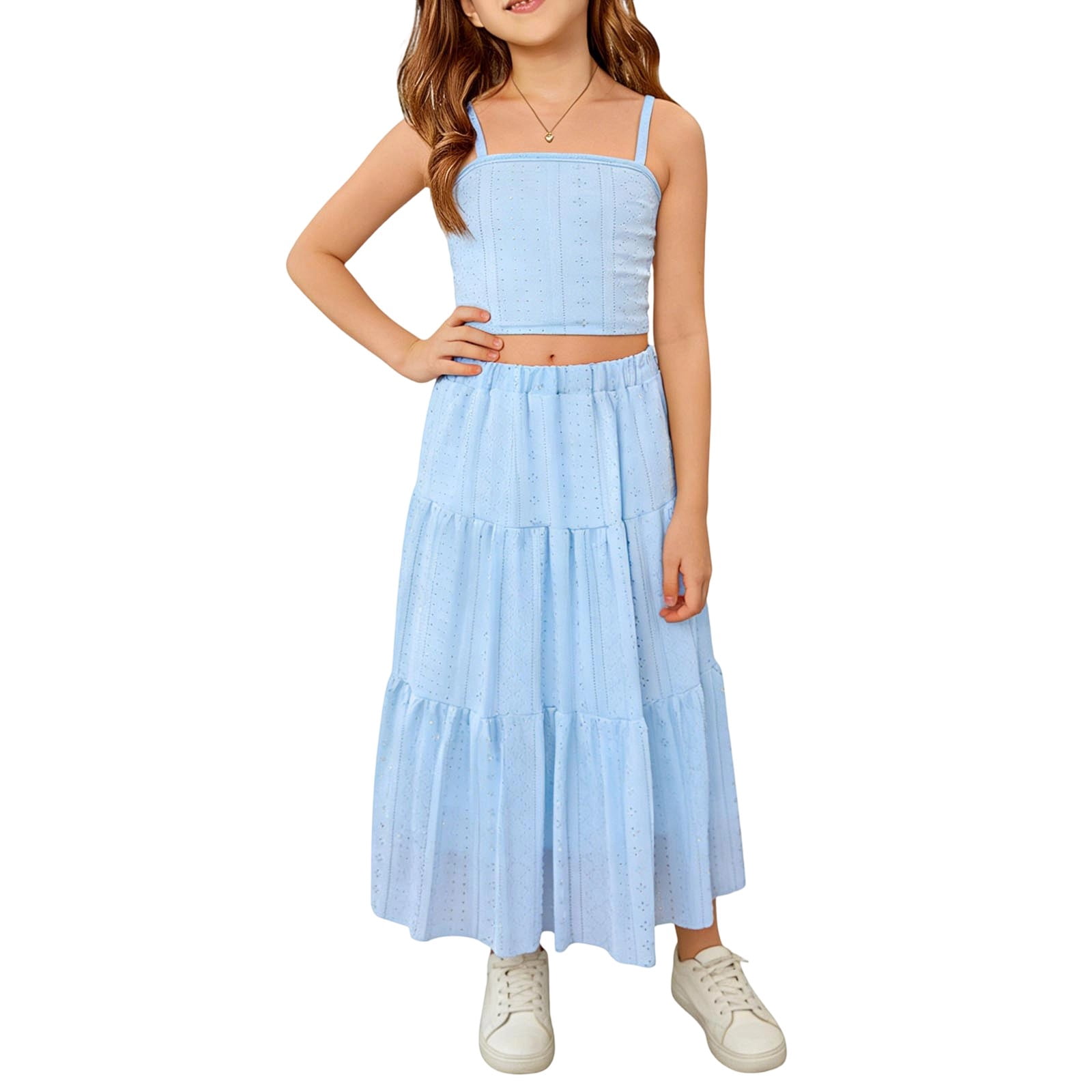 BRGZLK Girl's 2 Piece Outfits Summer Casual Elegant Camisole Halter Top ...