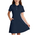 BRGZLK Girl's Button Up Collared Dresses Back to School Season Solid ...
