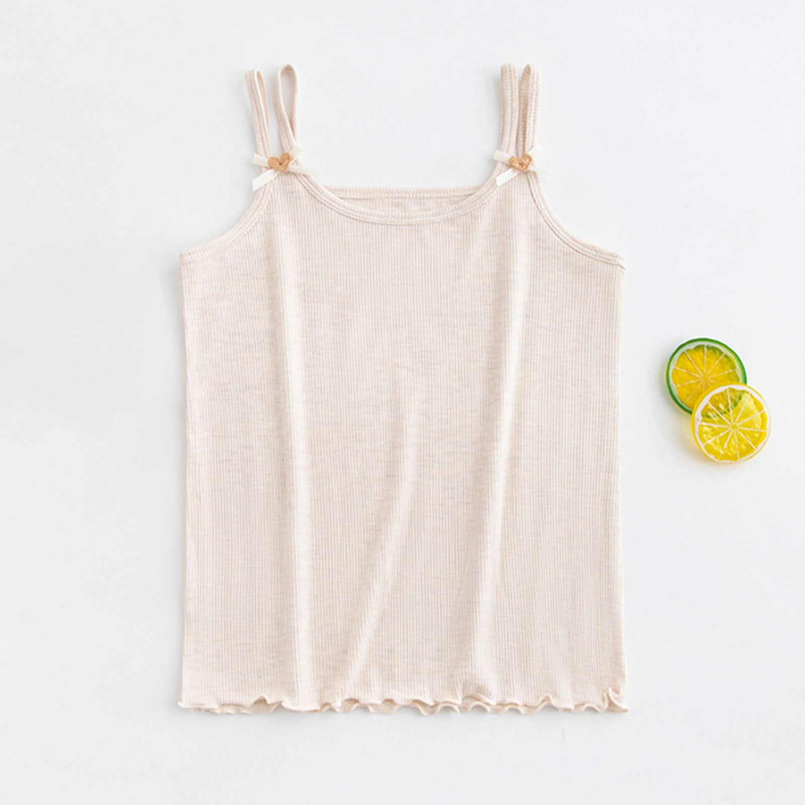 BRGZLK Girls Cotton Cami Tops Trendy Solid Color Cute Bow Spaghetti ...