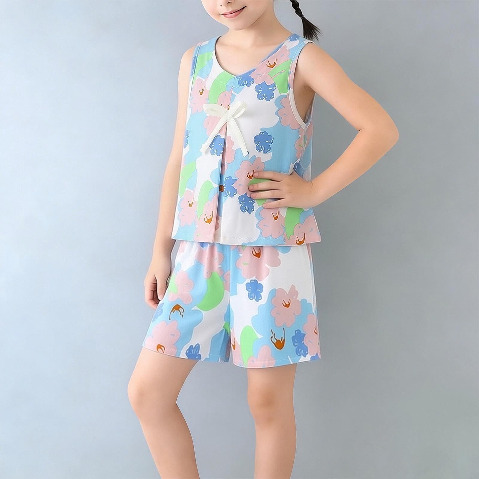 BRGZLK Girls Cotton Clothes Summer 2 Piece Outfits Sleeveless ...