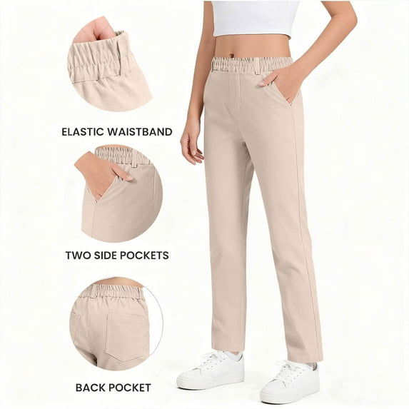 BRGZLK Girls High Rise Pants Fashion Soft Cozy Elastic Waist Slim Pants ...