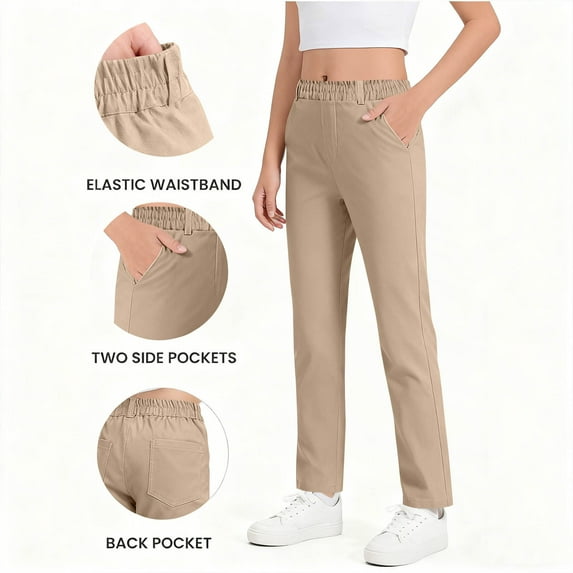 BRGZLK Girls High Rise Pants Fashion Soft Cozy Elastic Waist Slim Pants ...