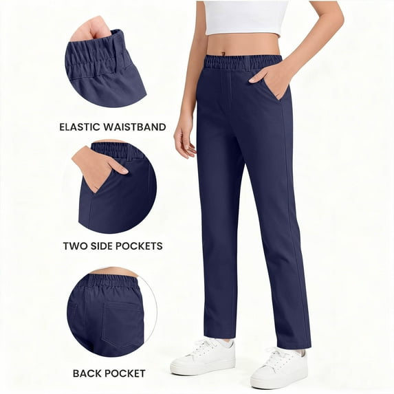 BRGZLK Girls High Rise Pants Fashion Soft Cozy Elastic Waist Slim Pants ...