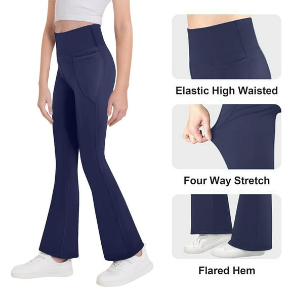 BRGZLK Girls High Waist Flare Yoga Leggings Casual Tummy Control ...