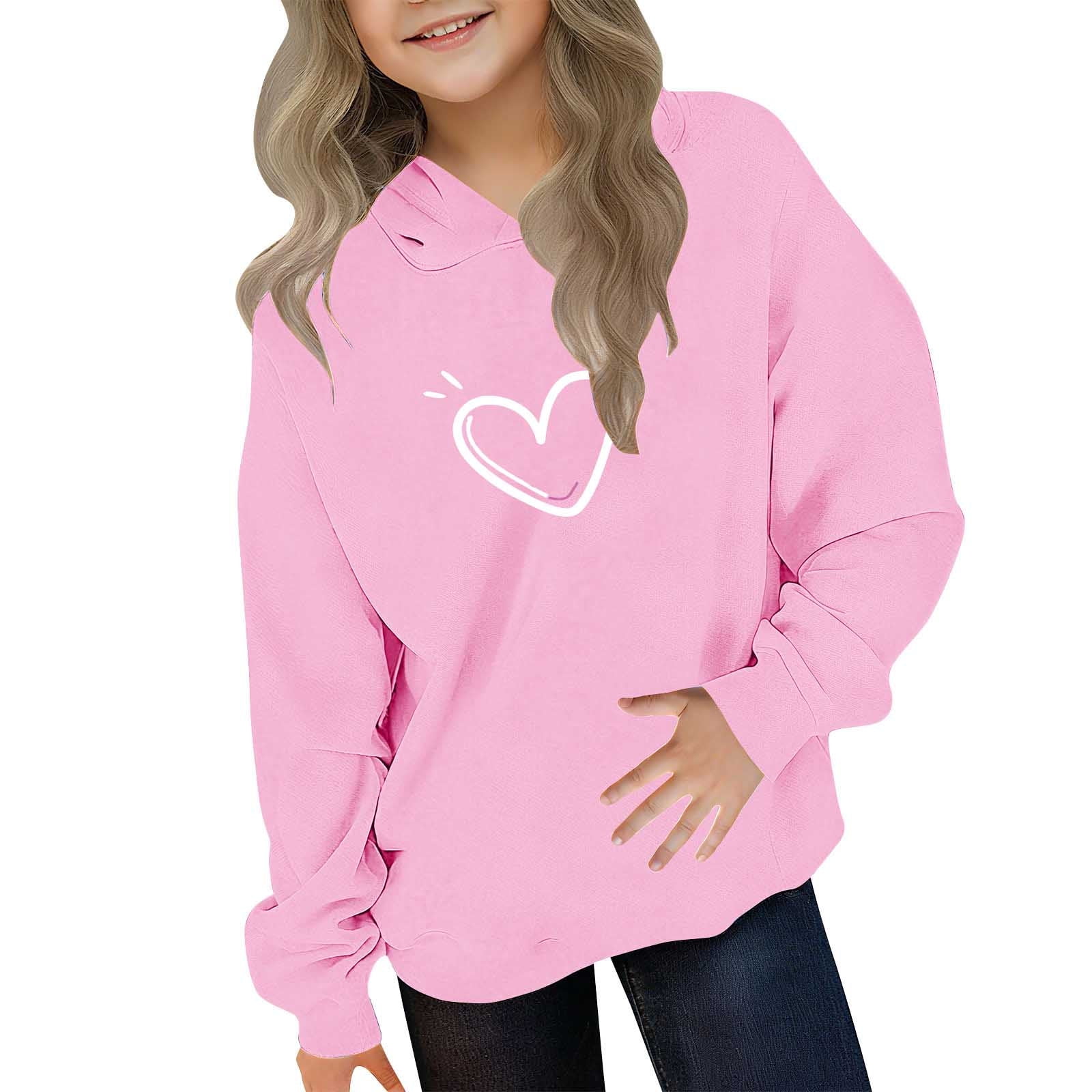 BRGZLK Girls' Hoodie Fashion Cute Pullover Heart Pattern Long Sleeve ...