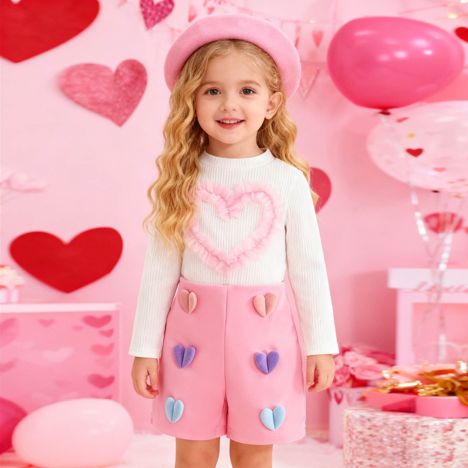 BRGZLK Girls' Mesh Clothing, Heart-Shaped Long Sleeved Top, Three ...