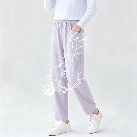 BRGZLK Girls Pants 2026 Solid Color Elastic Waist Lightweight Quick Dry ...