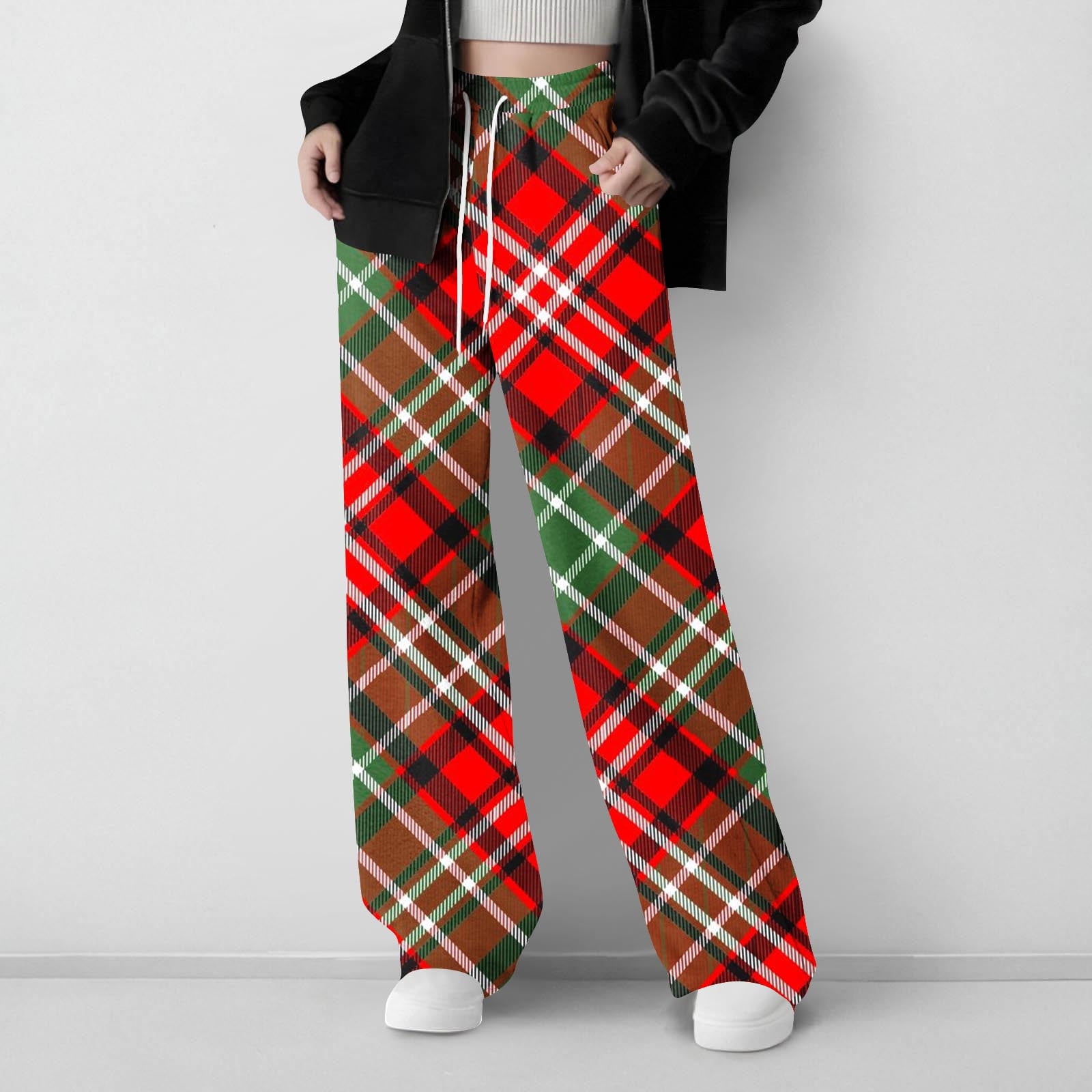 BRGZLK Girls Plaid Sweatpant Trendy Casual Comfy Wide Leg Drawstring ...