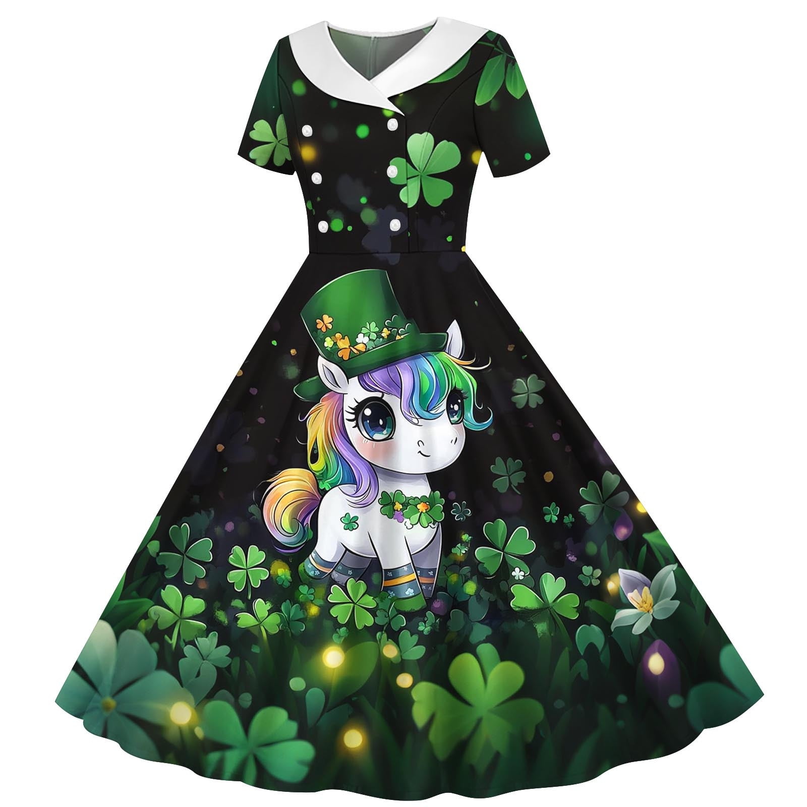 BRGZLK Girls Stretchy Dress Hepburn Style Saint Patricks Day Holiday ...