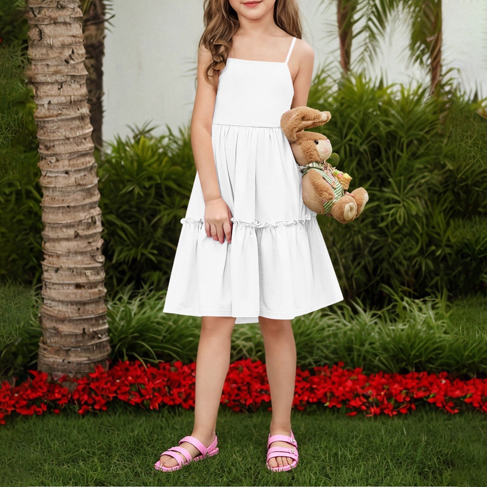 BRGZLK Girls Summer Dress Trendy Color-Blocked Sling Backless Bow Dress ...