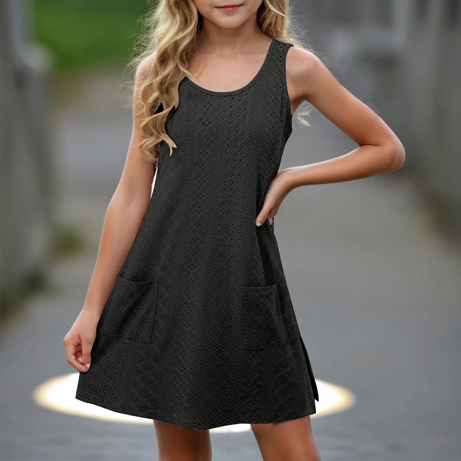 BRGZLK Girls Summer Dresses Cute Solid Color Stretchy Camisole ...