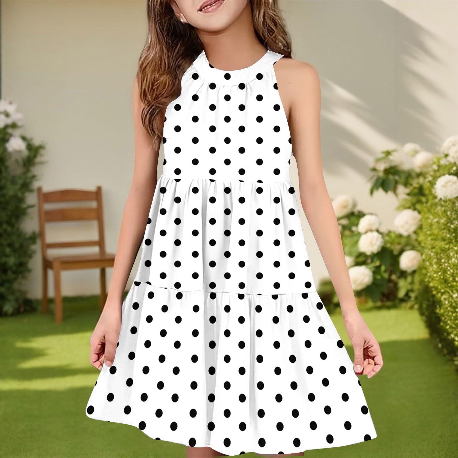 BRGZLK Girls Summer Sundress Trendy Polka Dots Print Sleeveless ...