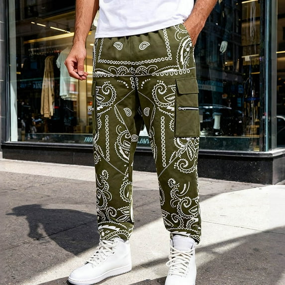 BRGZLK Hip Hop High Street Multi Pocket Drawstring Cargo Pants for Men ...