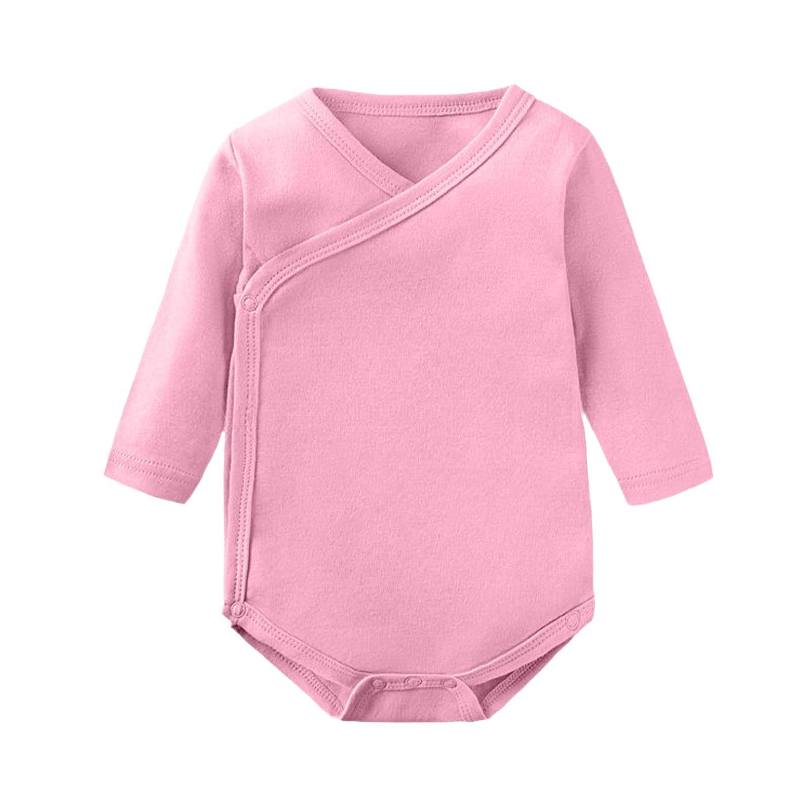 BRGZLK Infant Baby Side Snap Bodysuits Cute Solid Color Long Sleeve ...