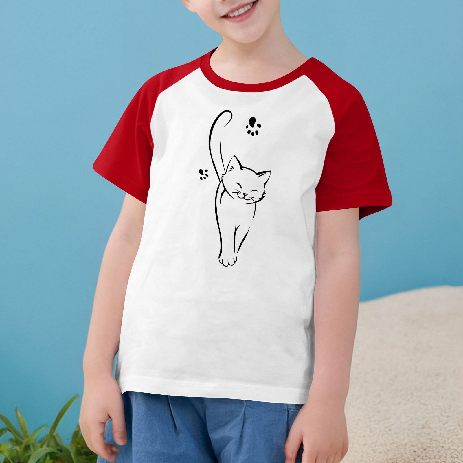 BRGZLK Kids Boys Girls Fashion T Shirts Lovely Cartoon Cat Graphic ...