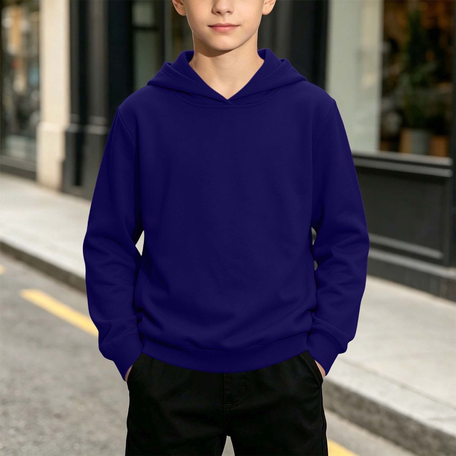 BRGZLK Kids Boys Hoodies Fashion Casual Versatile Solid Color Long ...