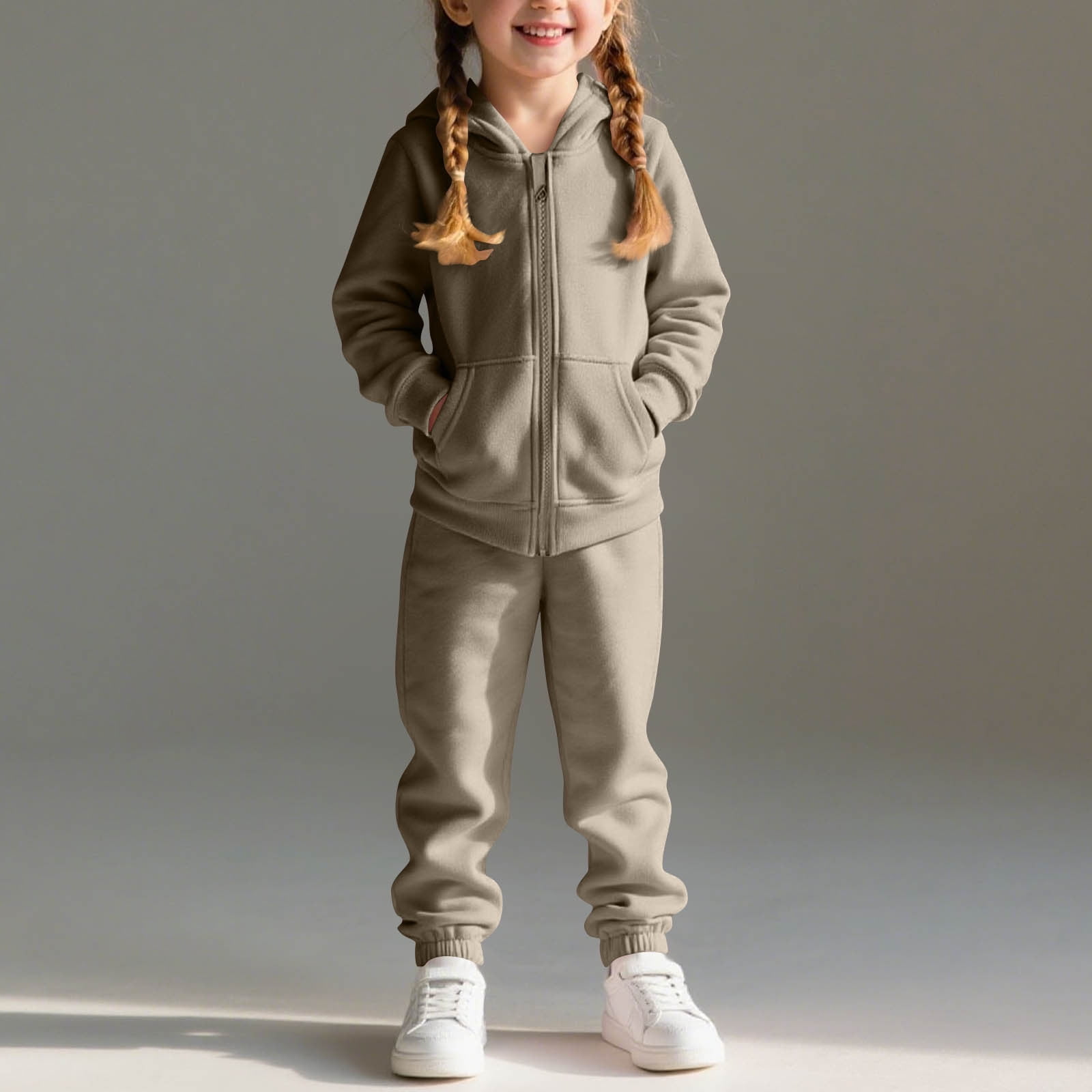 BRGZLK Kids Full-Zip Sweatsuit Set Boys Girls Fall Winter Trendy Solid ...