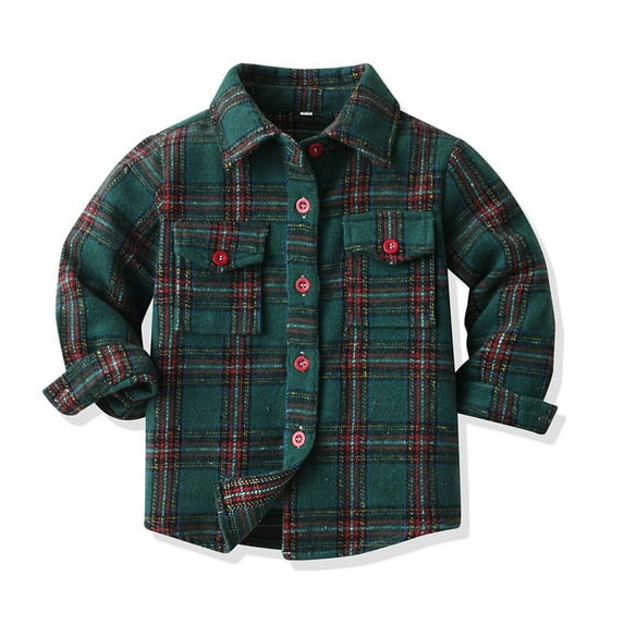 BRGZLK Kids Long Sleeve Plaid Lapel Shirts Fall Winter Fashion Cotton ...