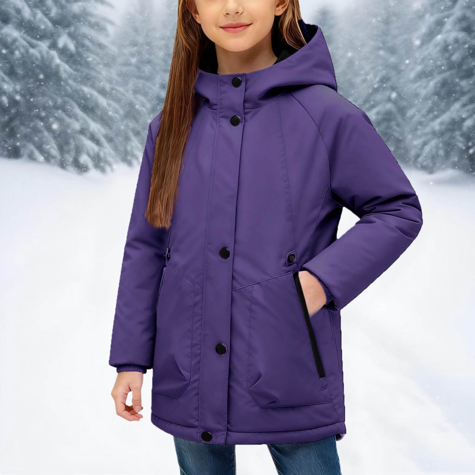 BRGZLK Kids Winter Coats Solid Color Zipper Thickened Hoodien Fashion ...
