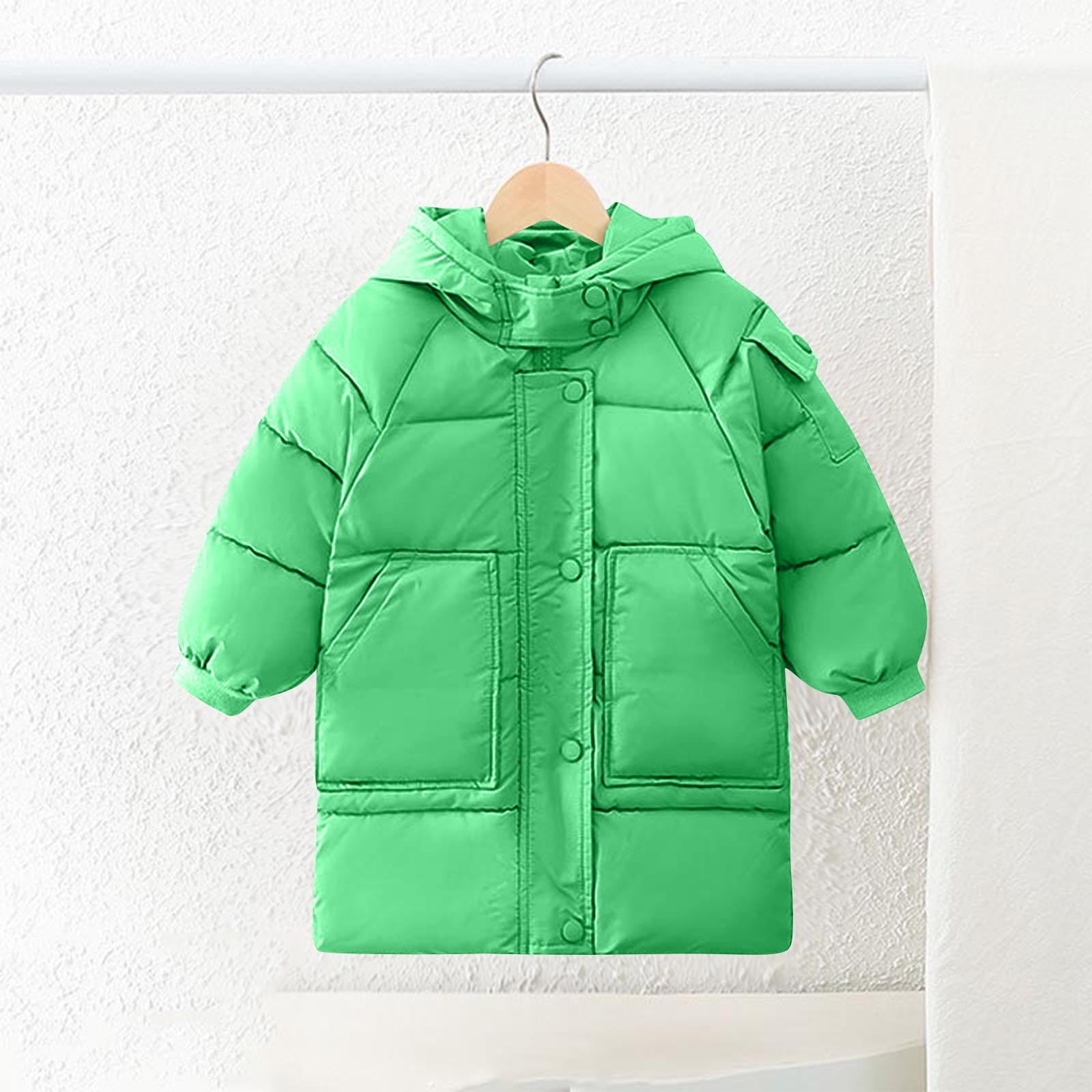 BRGZLK Kids Winter Parka Boys Girls Cute Solid Color Thickened Mid-Length Puffer Jacket Long ...