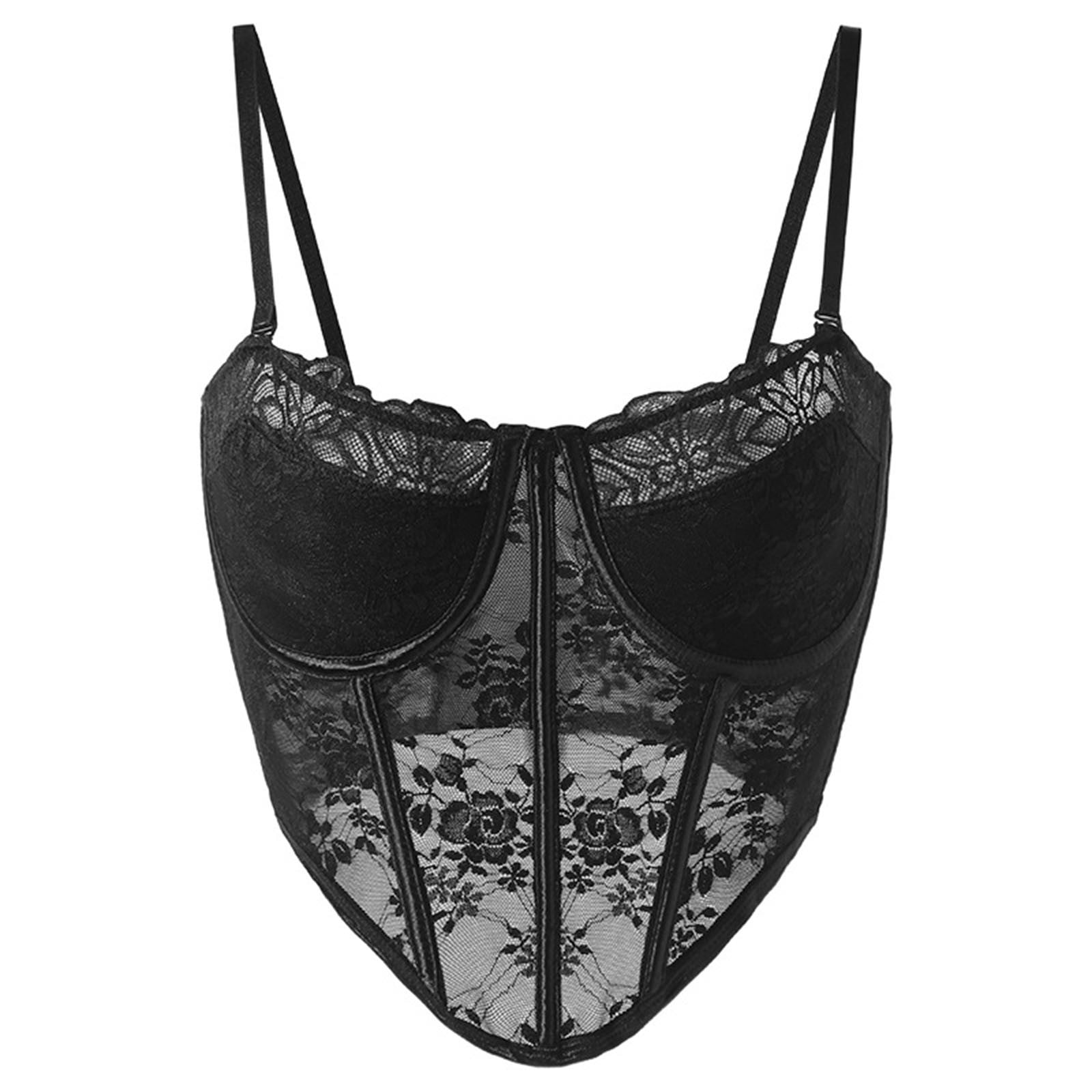 BRGZLK Lace Corset Tops for Women Trendy Mesh Breathable Backless ...
