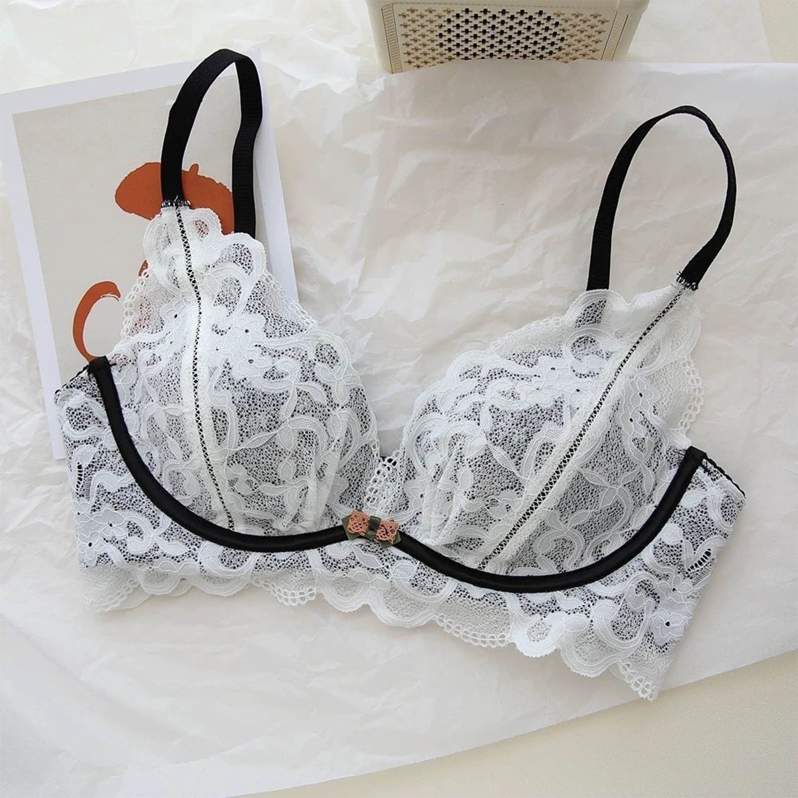 BRGZLK Lingerie Bra for Women Fashion Cute Floral Mesh Embroidered ...