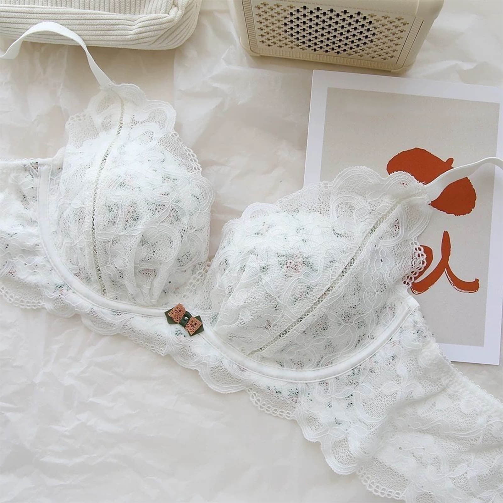 BRGZLK Lingerie Bra for Women Fashion Cute Floral Mesh Embroidered ...