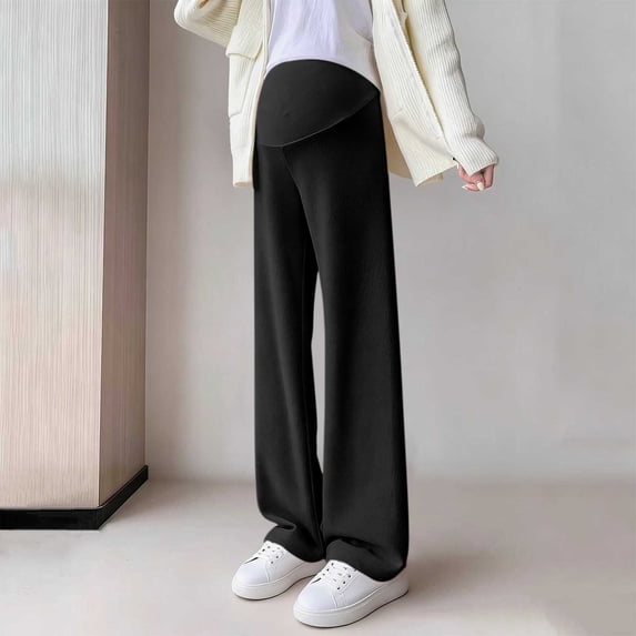 BRGZLK Maternity Pants Spring Summer Solid Color Elastic Waist Soft ...