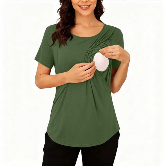 BRGZLK Maternity T-Shirts for Women 2026 Trendy Short Sleeves Crew Neck ...