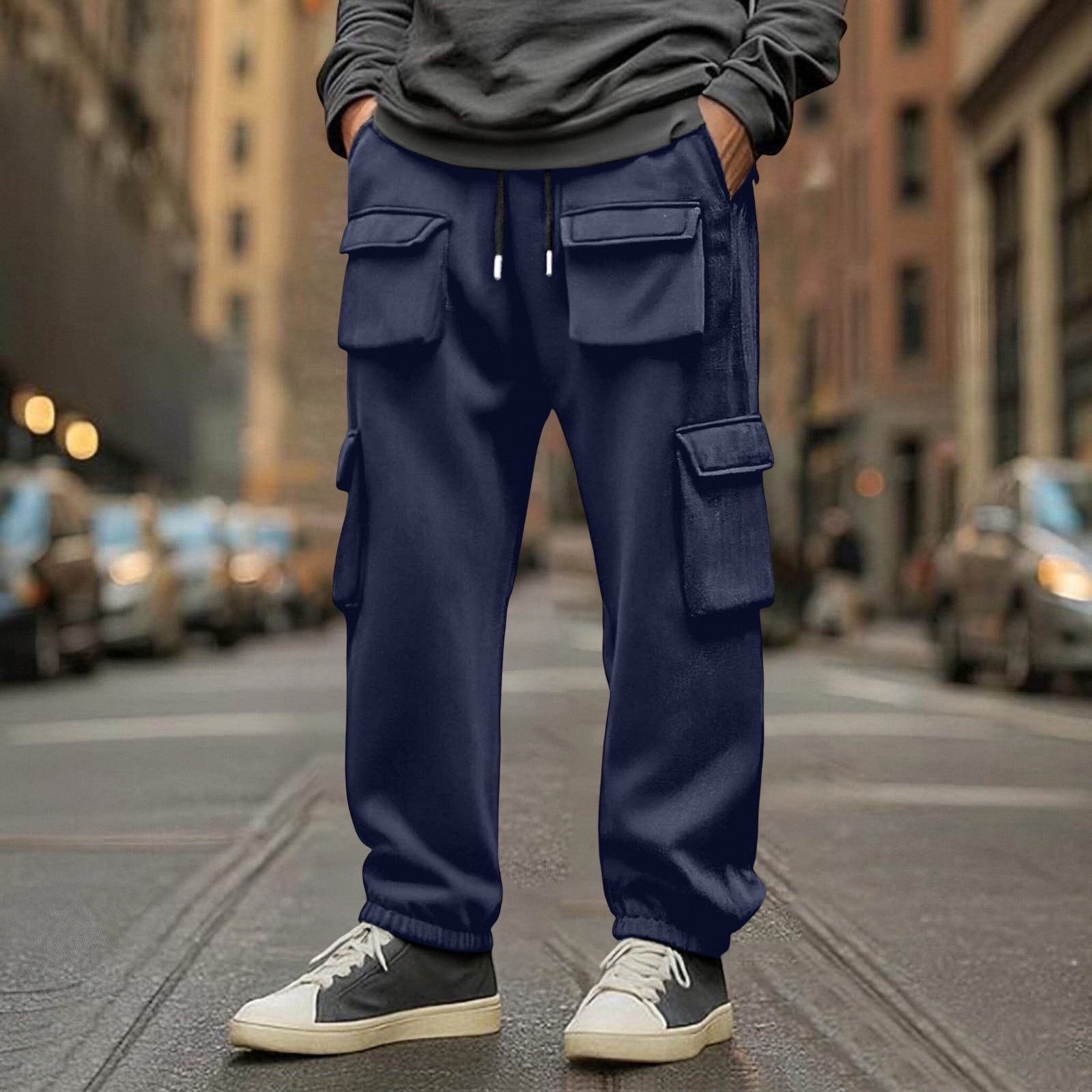BRGZLK Men Cargo Sweatpants Solid Color Multi Pocket Work Sweatpants ...