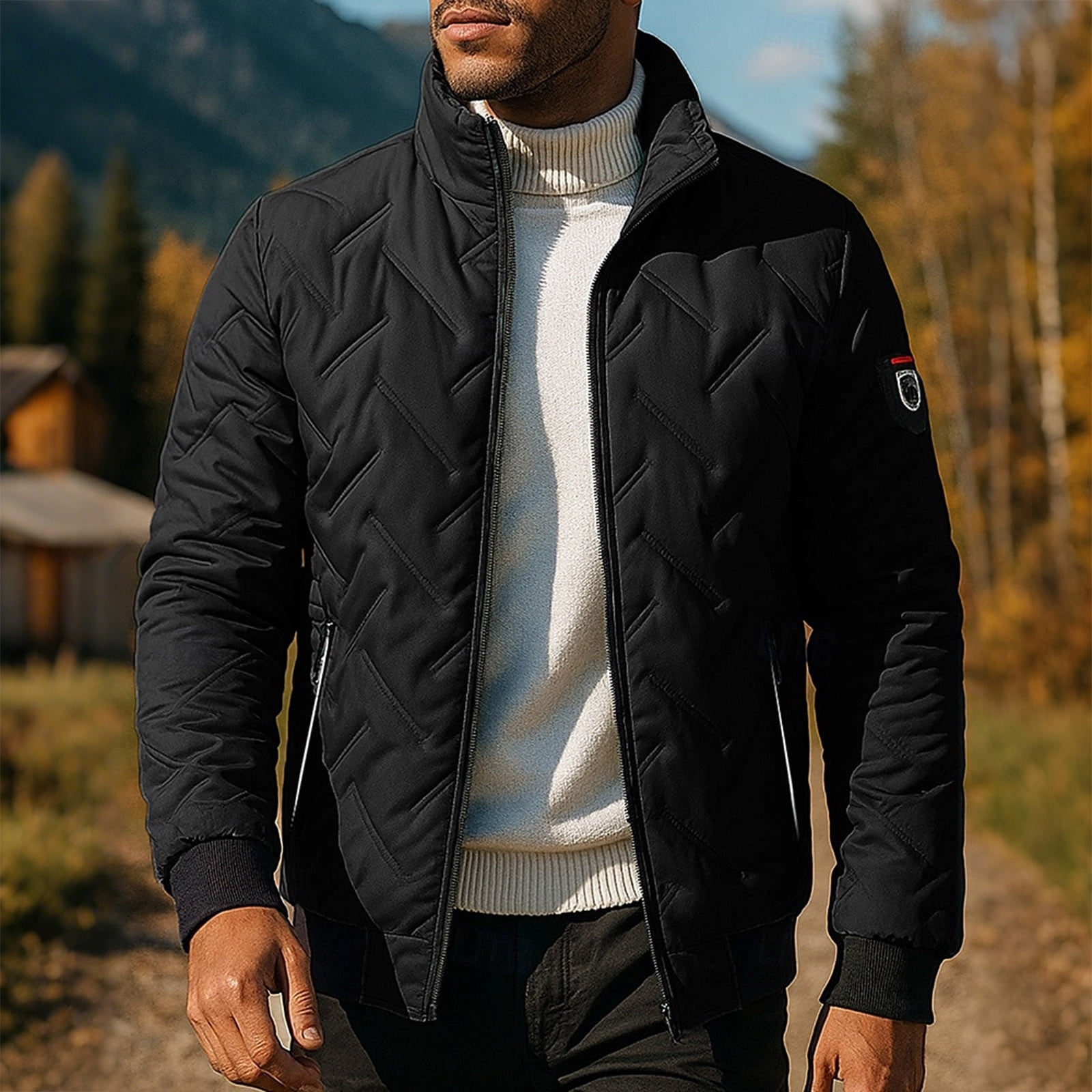BRGZLK Men Coats Fashion Solid Color Long Sleeve No Hood Full Zip Up ...