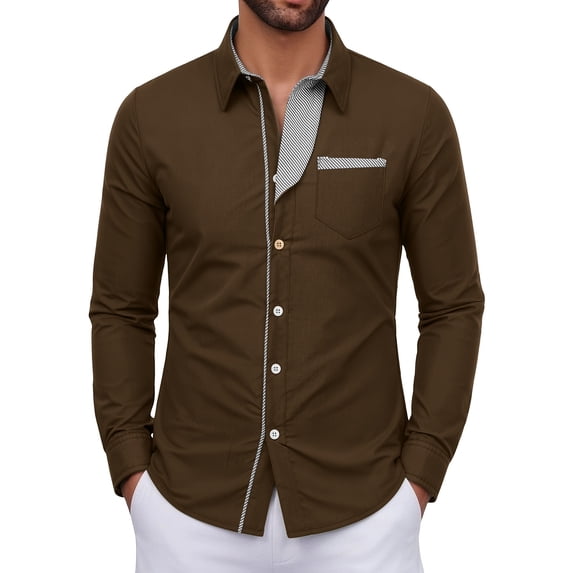 BRGZLK Men Fitted Dress Shirts 2026 Fall Stylish Novel Color Block ...