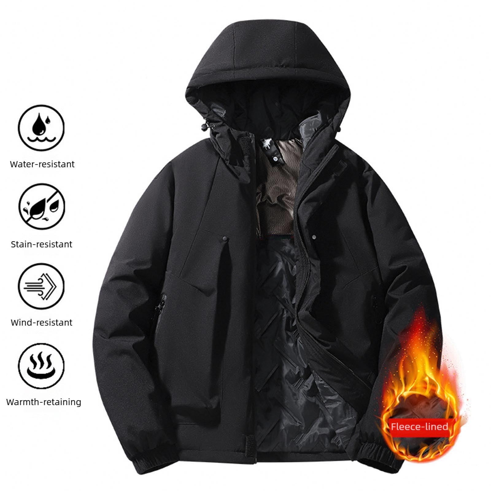 BRGZLK Men Women Unisex Solid-Color Thickened Zipper Couples Jacket ...