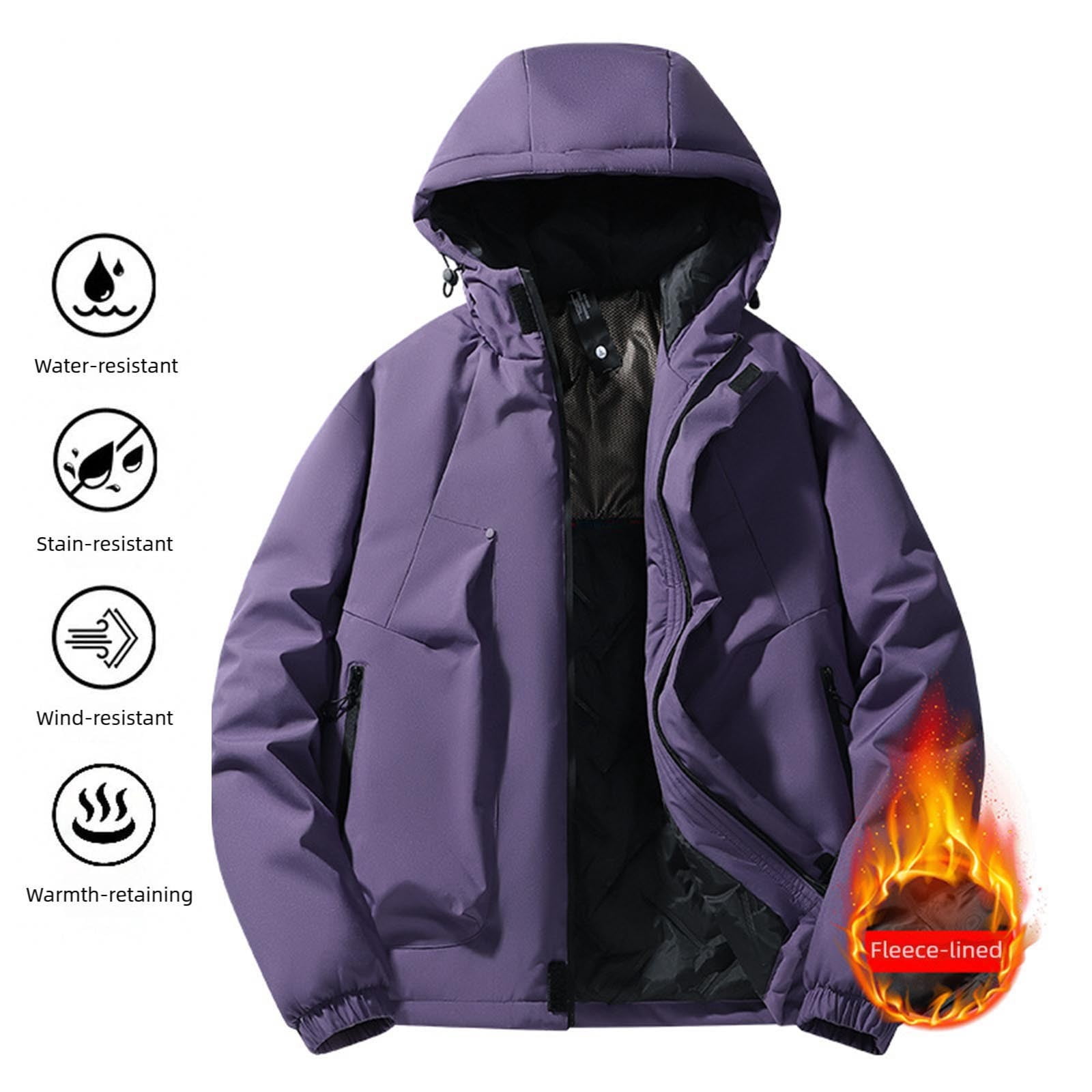 BRGZLK Men Women Unisex Solid-Color Thickened Zipper Couples Jacket ...