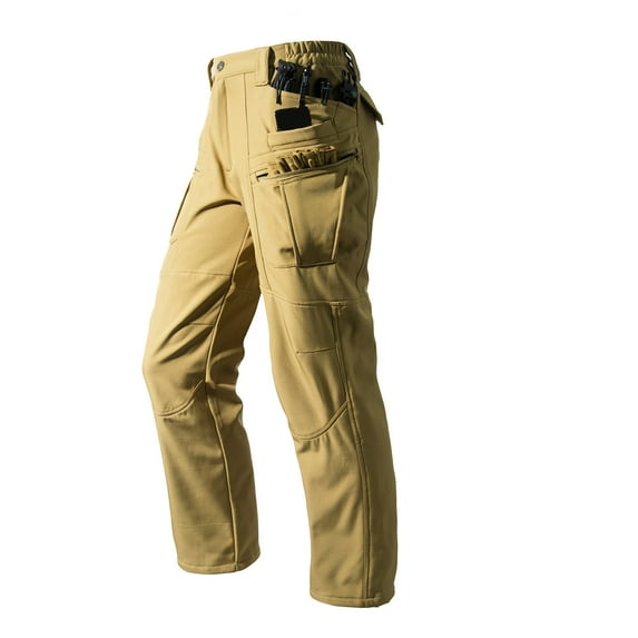 BRGZLK Men's Cargo Pants Fleece Lined Tactical Ski Pants Waterproof ...