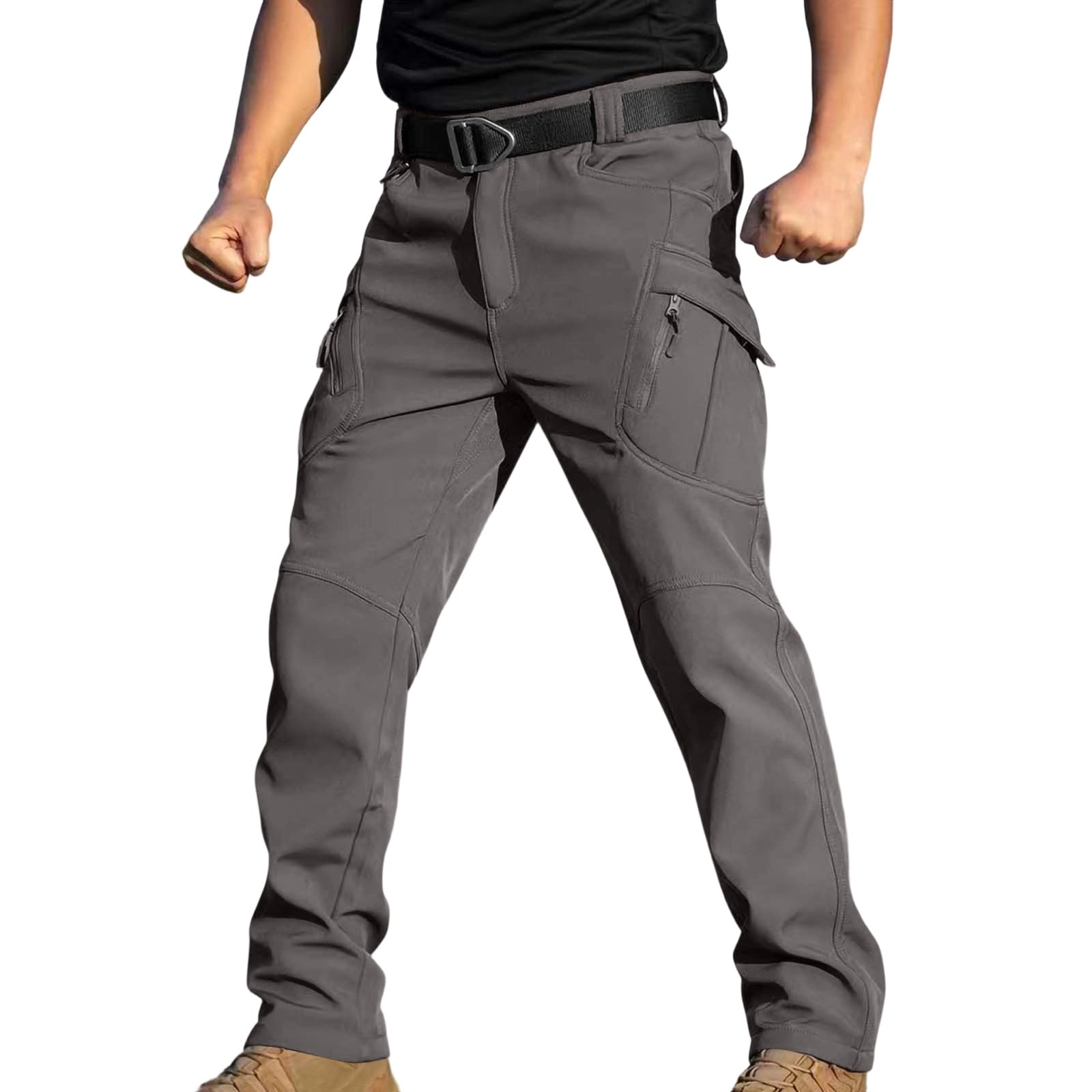 BRGZLK Men's Cargo Pants, Tactical Pants, Fleece Lining, Warm Cargo ...
